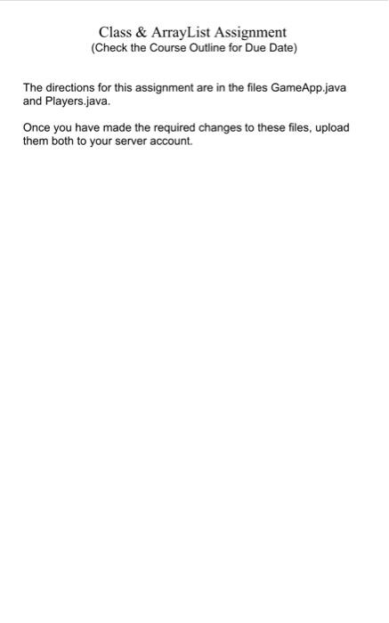 Solved Class \& ArrayList Assignment (Check the Course | Chegg.com Solved Class \& ArrayList Assignment (Check the Course | Chegg.com