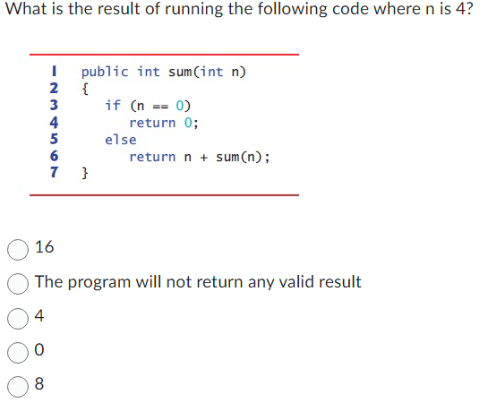 Solved What is the result of running the following code | Chegg.com
