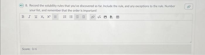 Solved 8. Record the solubility rules that you've discovered | Chegg.com
