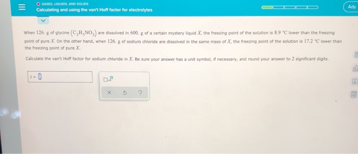 Solved III O GASES, LIQUIDS AND SOLIDS Calculating and using | Chegg.com