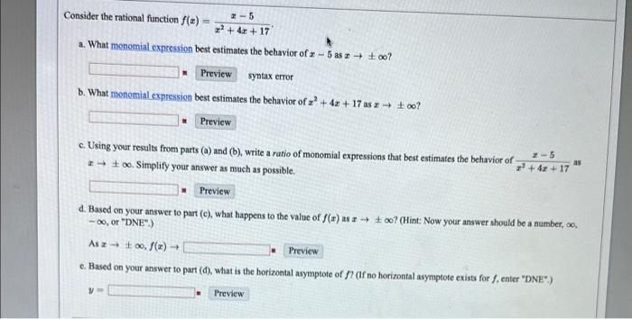 Solved 2-5 x² + 4x + 17 a. What monomial expression best | Chegg.com