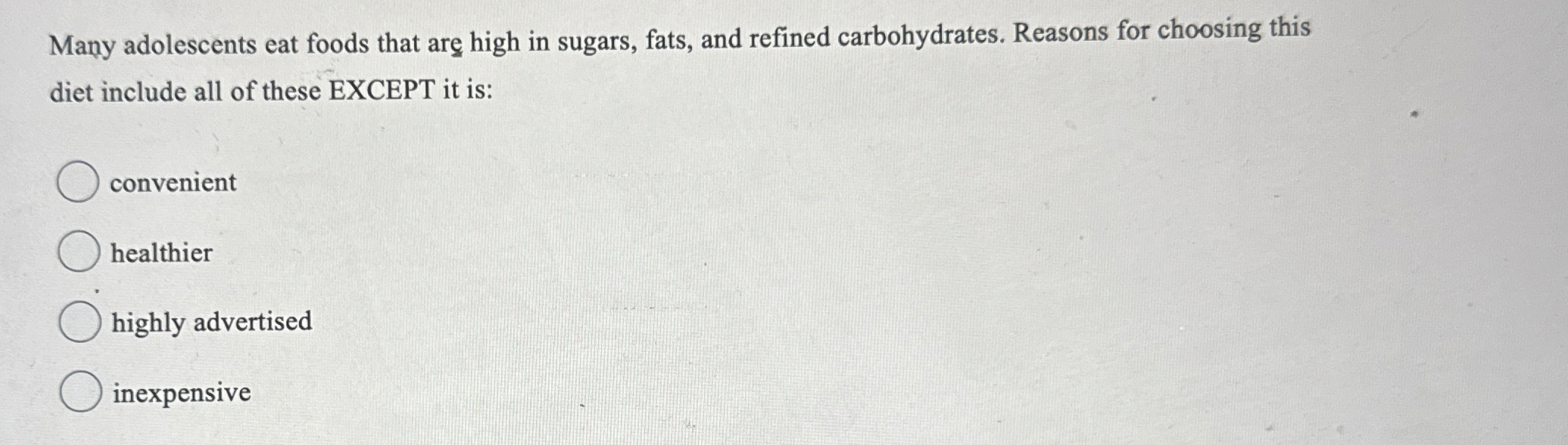 Solved Many adolescents eat foods that are high in sugars, | Chegg.com