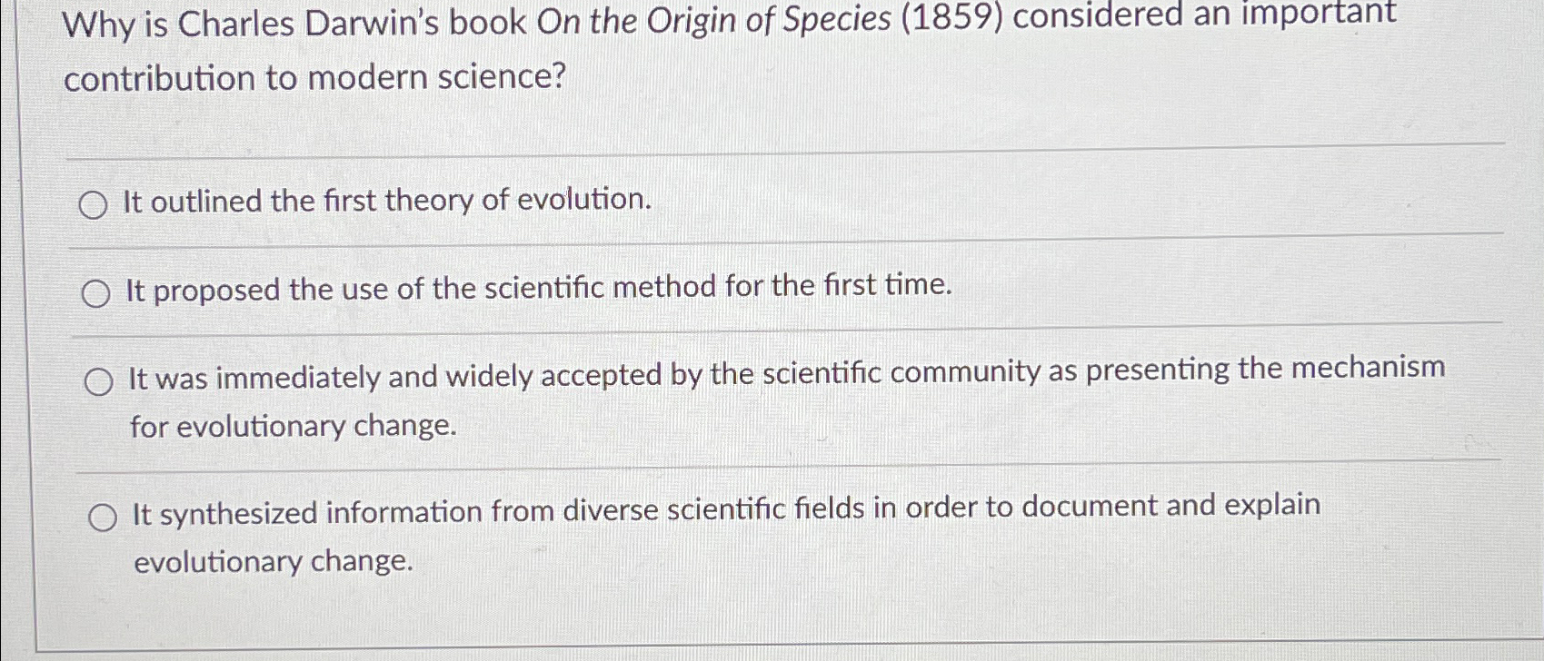 Solved Why is Charles Darwin's book On the Origin of Species | Chegg.com
