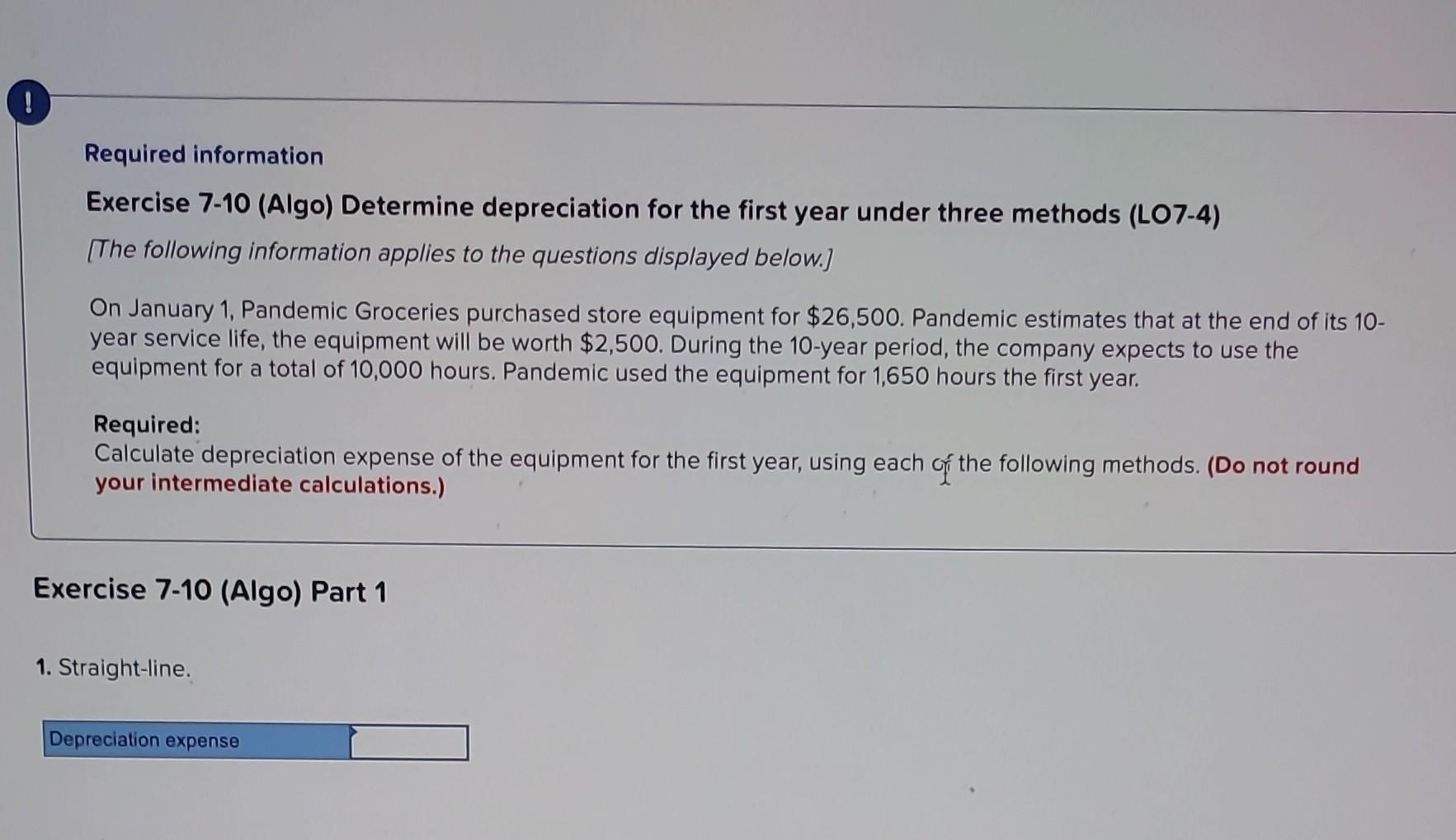 Solved Required information Exercise 7-10 (Algo) Determine | Chegg.com