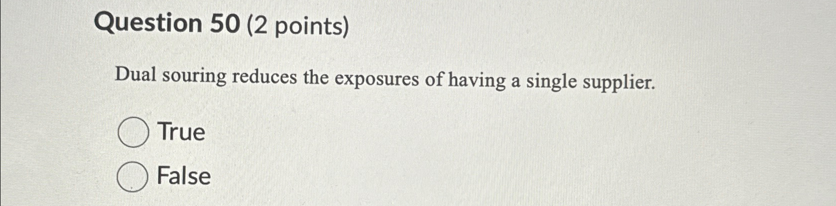 Solved Question 50 (2 ﻿points)Dual souring reduces the | Chegg.com
