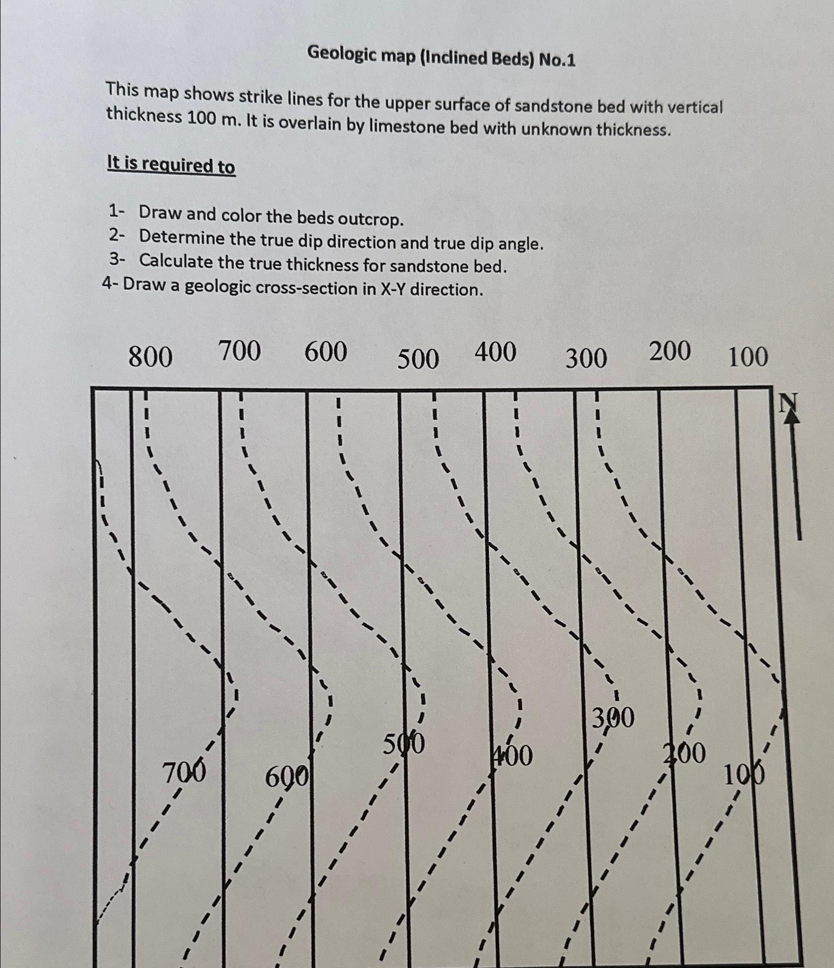 Solved Geologic map (Inclined Beds) ﻿No.1This map shows | Chegg.com