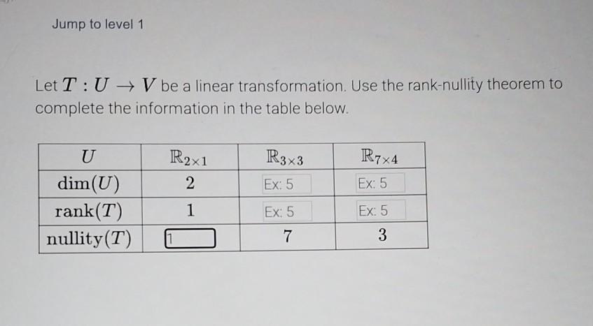 Solved Let T:U→V be a linear transformation. Use the | Chegg.com