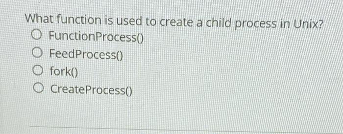 Solved What function is used to create a child process in | Chegg.com