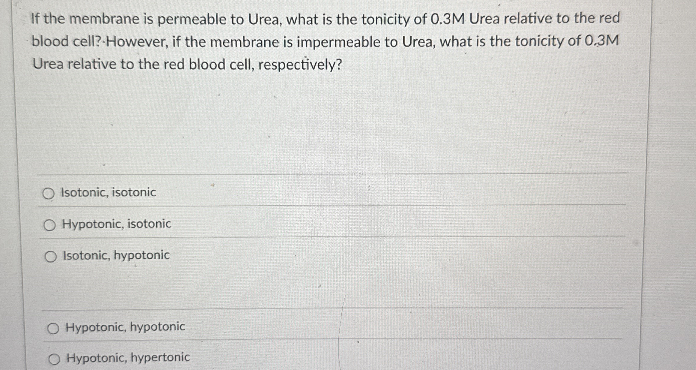 [Solved]: If the membrane is permeable to Urea, what is the