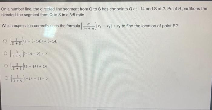 Solved On a number line, the directed line segment from Q to | Chegg.com
