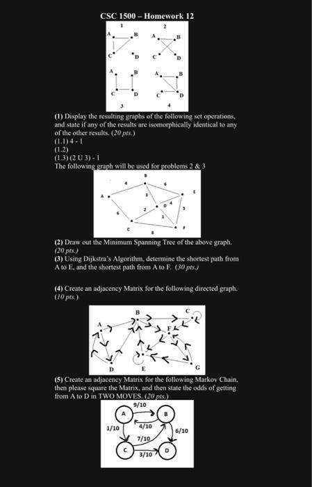 Solved CSC 1500 - Homework 12 (1) Display the resulting | Chegg.com
