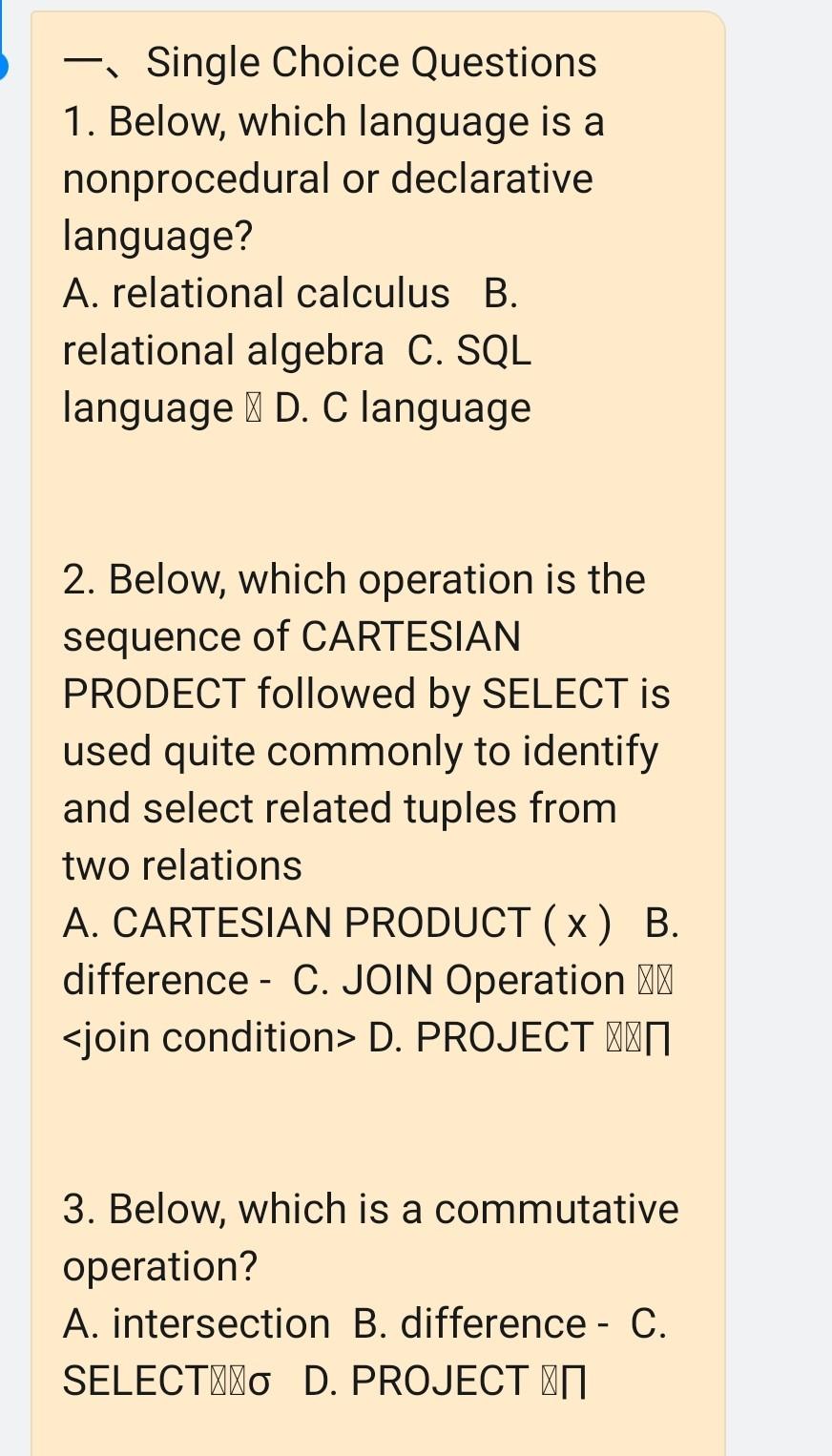 Solved - Single Choice Questions 1. Below, which language is | Chegg.com