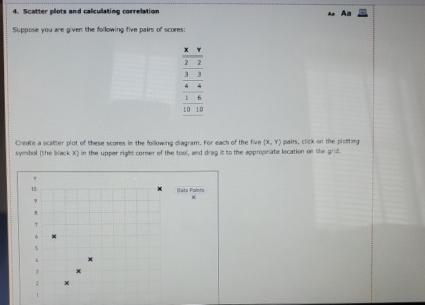 Solved 4. Scatter plots and calculating correlation A Aa | Chegg.com