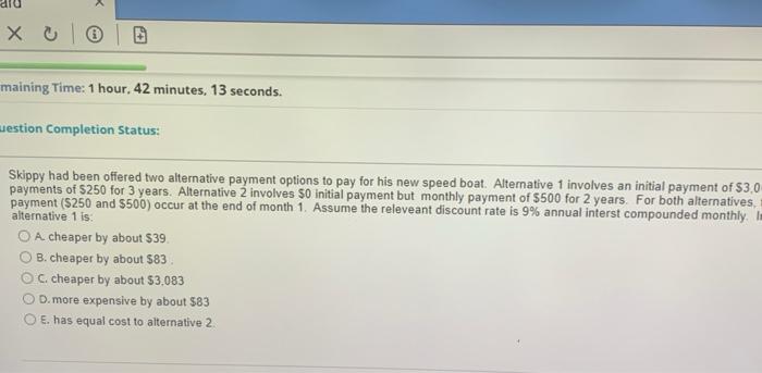 Solved maining Time: 1 hour, 42 minutes, 13 seconds. | Chegg.com Solved maining Time: 1 hour, 42 minutes, 13 seconds. | Chegg.com