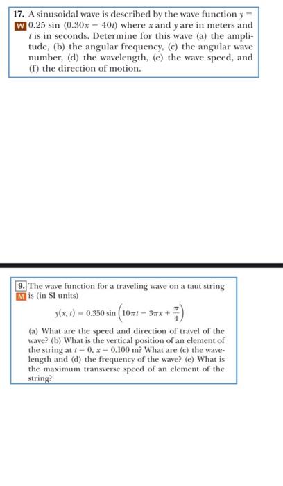 Solved 17. A sinusoidal wave is described by the wave | Chegg.com