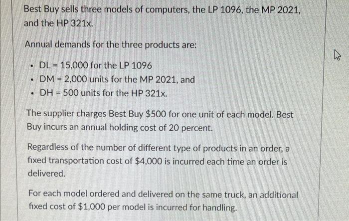 Solved Best Buy sells three models of computers, the LP | Chegg.com