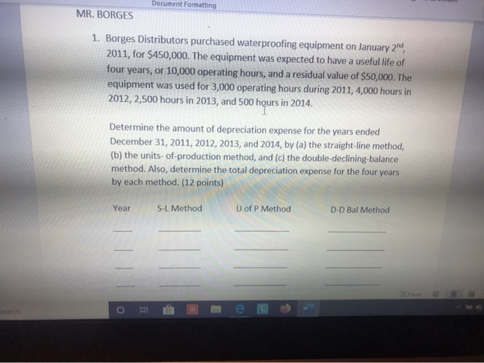 Solved Document Formatting MR. BORGES 1. Borges Distributors | Chegg.com