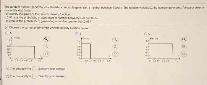 Solved The random-number generator on calculators randomly | Chegg.com