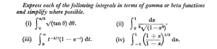 Solved Express each of the following integrals in terms of | Chegg.com