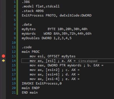 Solved Line number: 14 Instruction: mov ax, [esi] ; a. AX= | Chegg.com