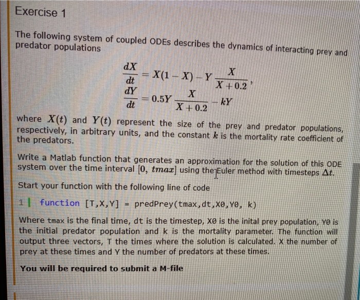 Solved Exercise 1 The following system of coupled ODEs | Chegg.com
