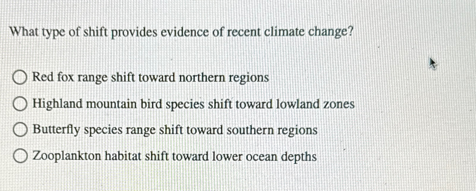 Solved What type of shift provides evidence of recent | Chegg.com