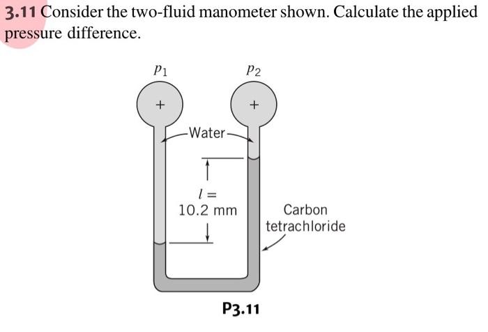 Solved 3.11 Consider the two-fluid manometer shown. | Chegg.com