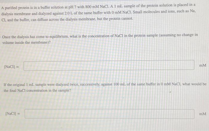 Solved A purified protein is in a buffer solution at pH7 | Chegg.com