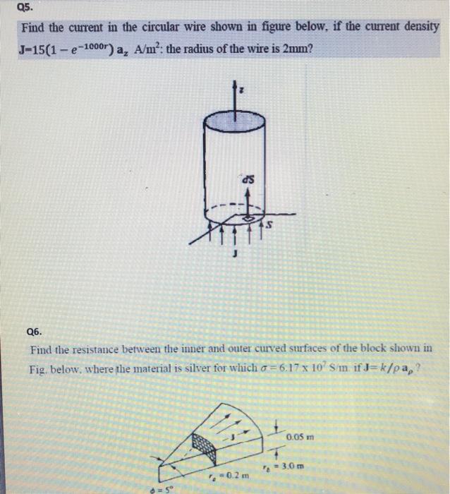 Solved Q5. Find the current in the circular wire shown in | Chegg.com