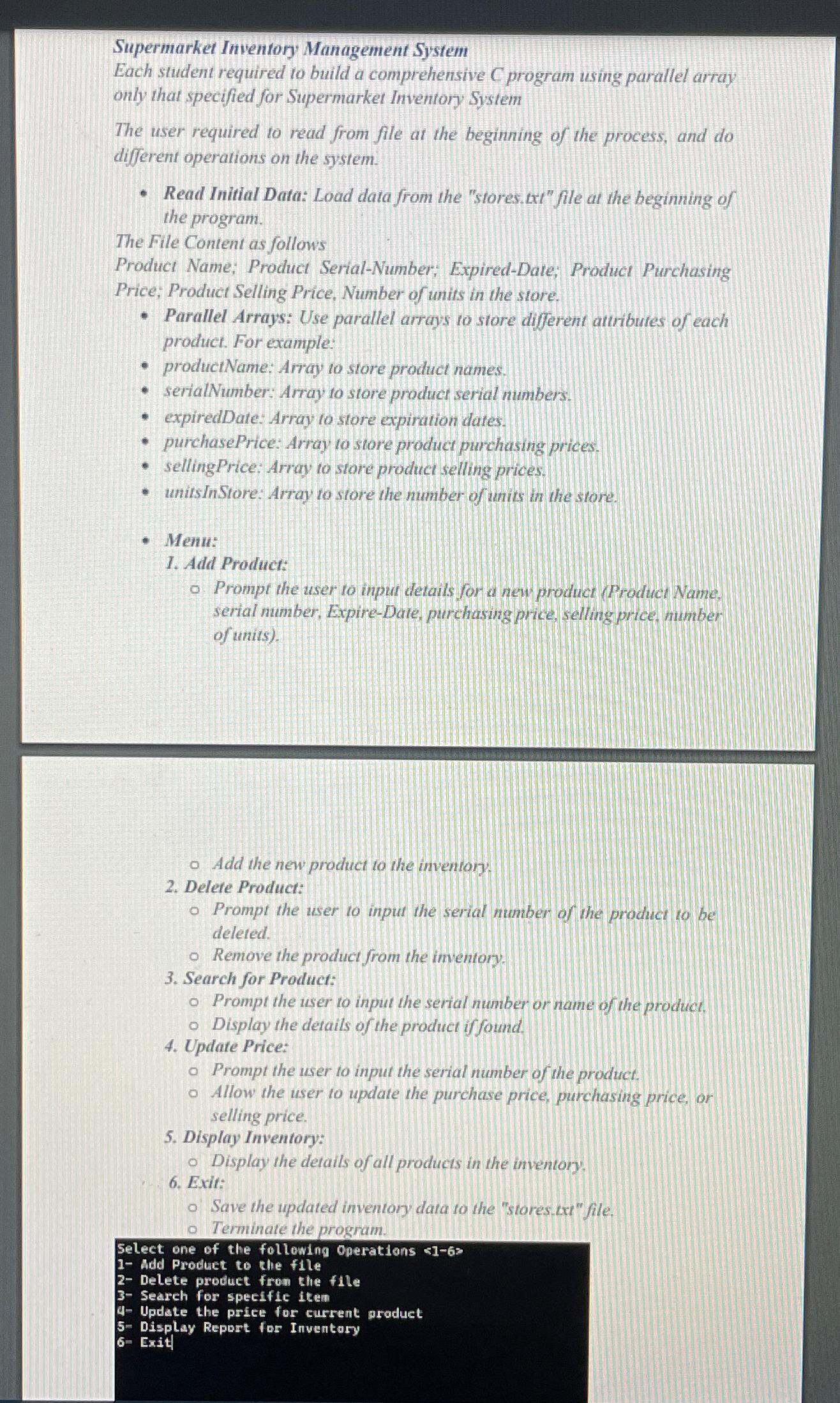 Solved Notice: don't use struct or pinary Supermarket | Chegg.com