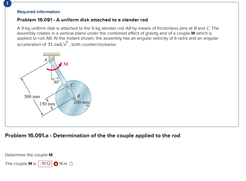 Solved Required informationProblem 16.091 - ﻿A uniform disk | Chegg.com