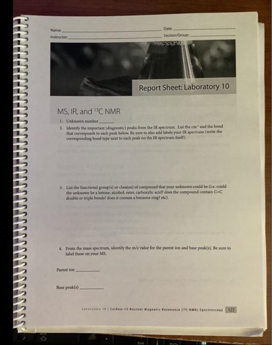 Solved Name Instructor Date Section Group Report Sheet: | Chegg.com