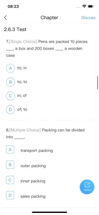 Solved 2.6.3 Test 8.[Multiple Choice] Packing can be divided | Chegg.com