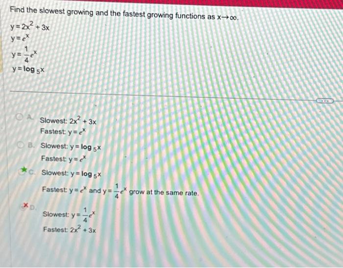 Solved Find the slowest growing and the fastest growing | Chegg.com