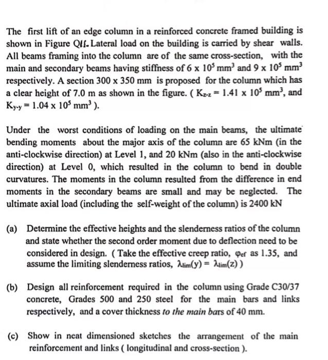 The first lift of an edge column in a reinforced | Chegg.com