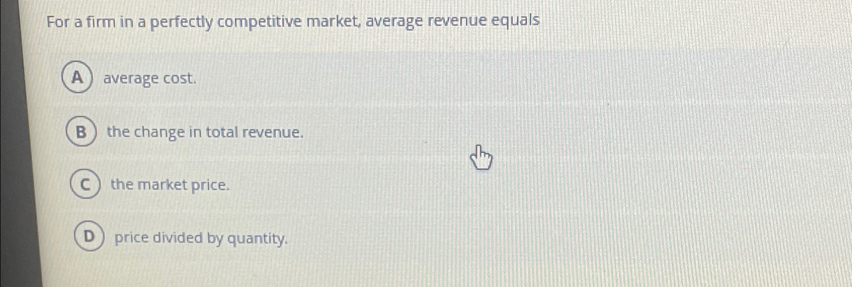 Solved For a firm in a perfectly competitive market, average | Chegg.com