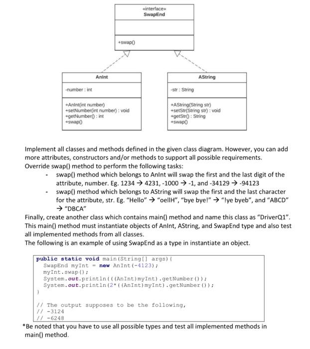 Solved winterface SwapEnd swap Anint A String -numberint | Chegg.com