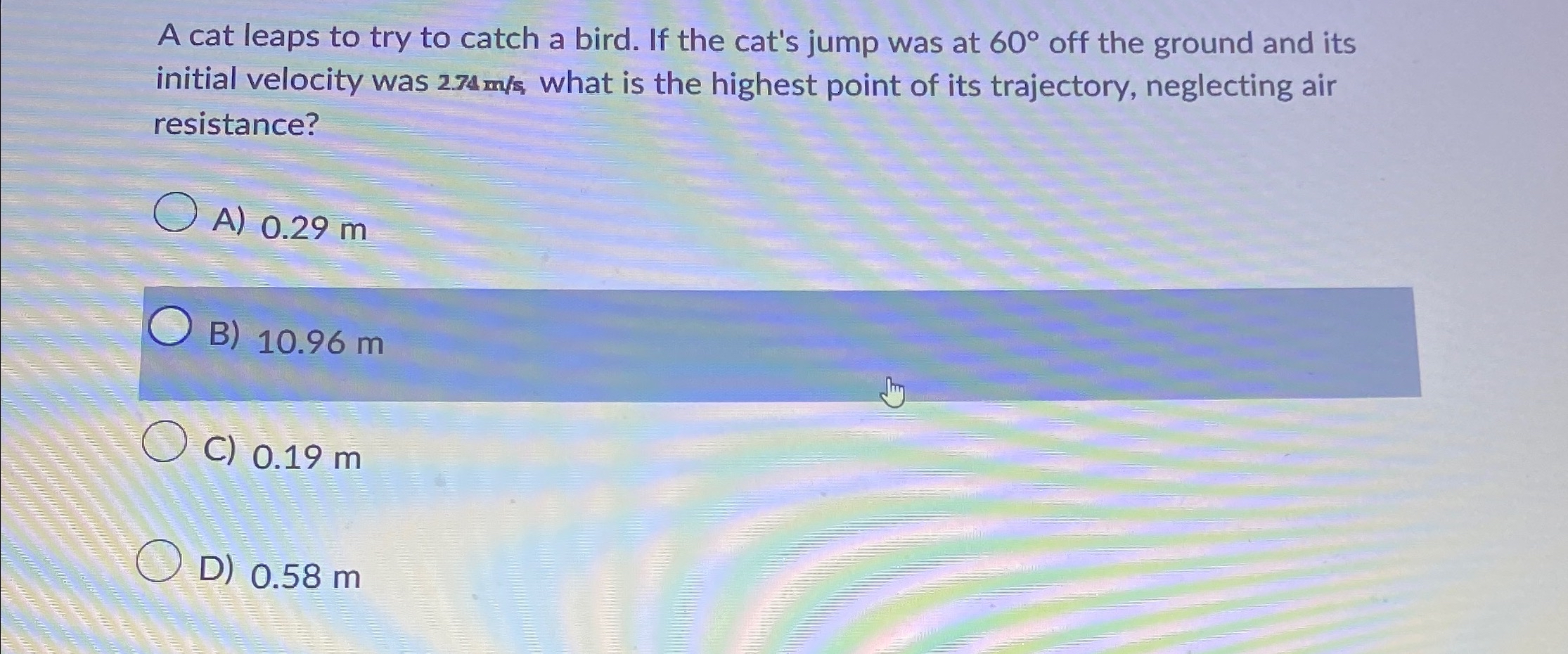 Solved A cat leaps to try to catch a bird. If the cat's jump | Chegg.com