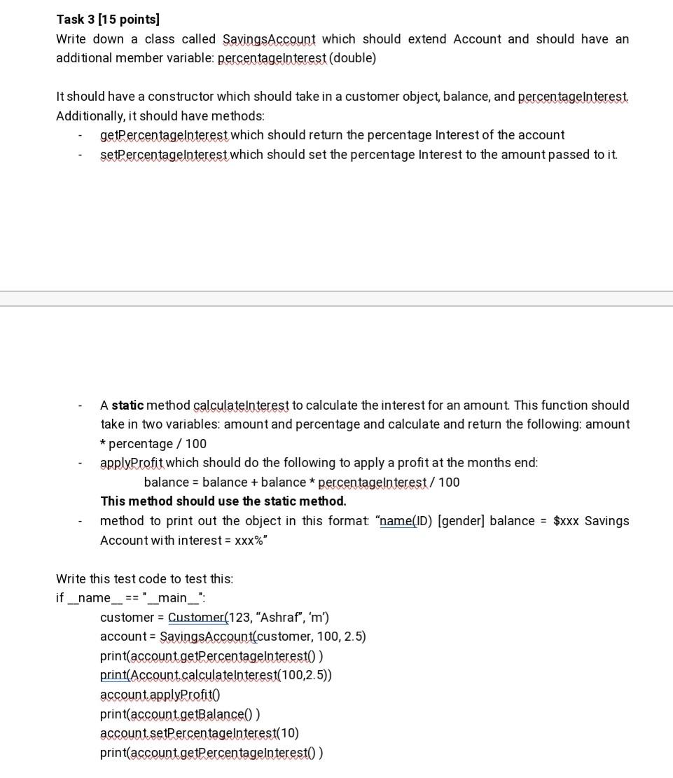 Solved Task 3 [15 points] Write down a class called | Chegg.com