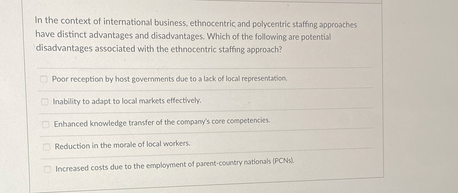 Solved In the context of international business, | Chegg.com