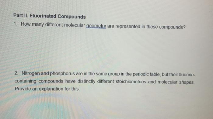 Solved Part II. Fluorinated Compounds 1. How many different | Chegg.com