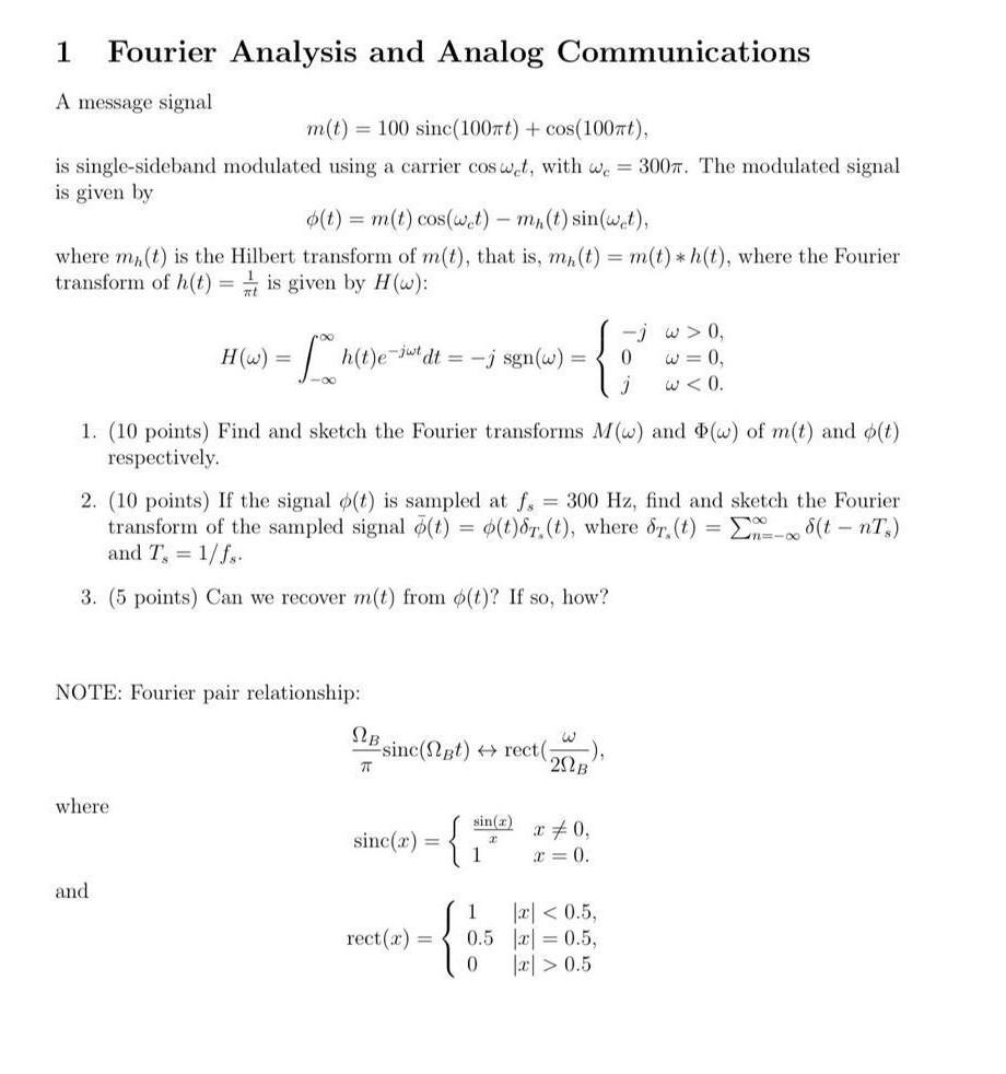Solved This is about fourier analysis and analog | Chegg.com