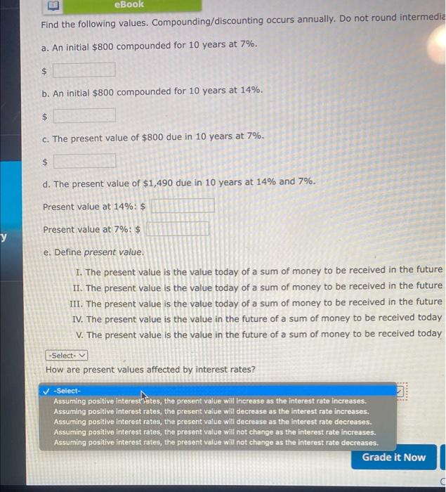 Solved Find the following values. Compounding/discounting | Chegg.com