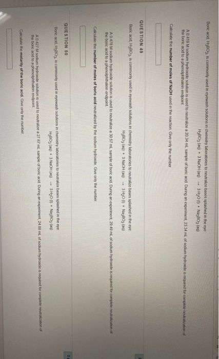 Solved Boric acid, HBO3, is commonly used in eyewash | Chegg.com