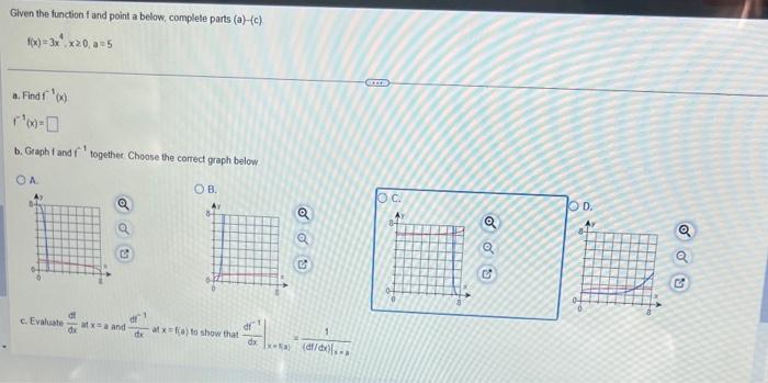 Solved Given the function f and point a below, complete | Chegg.com
