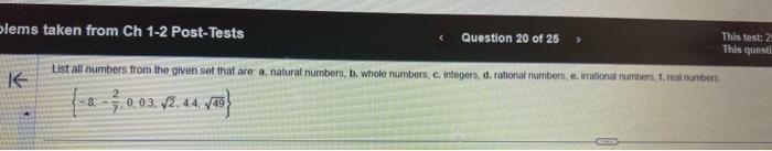 Solved List all numbers from the given set that are: a, | Chegg.com