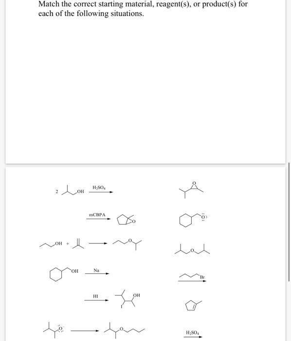 Solved Match the correct starting material, reagent(s), or | Chegg.com