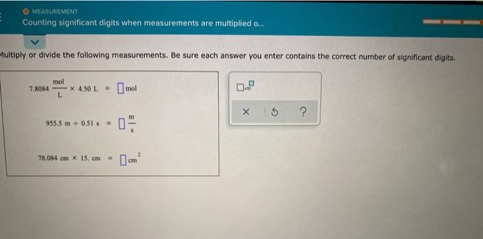 Solved MEASUREMENT Counting significant digits when | Chegg.com