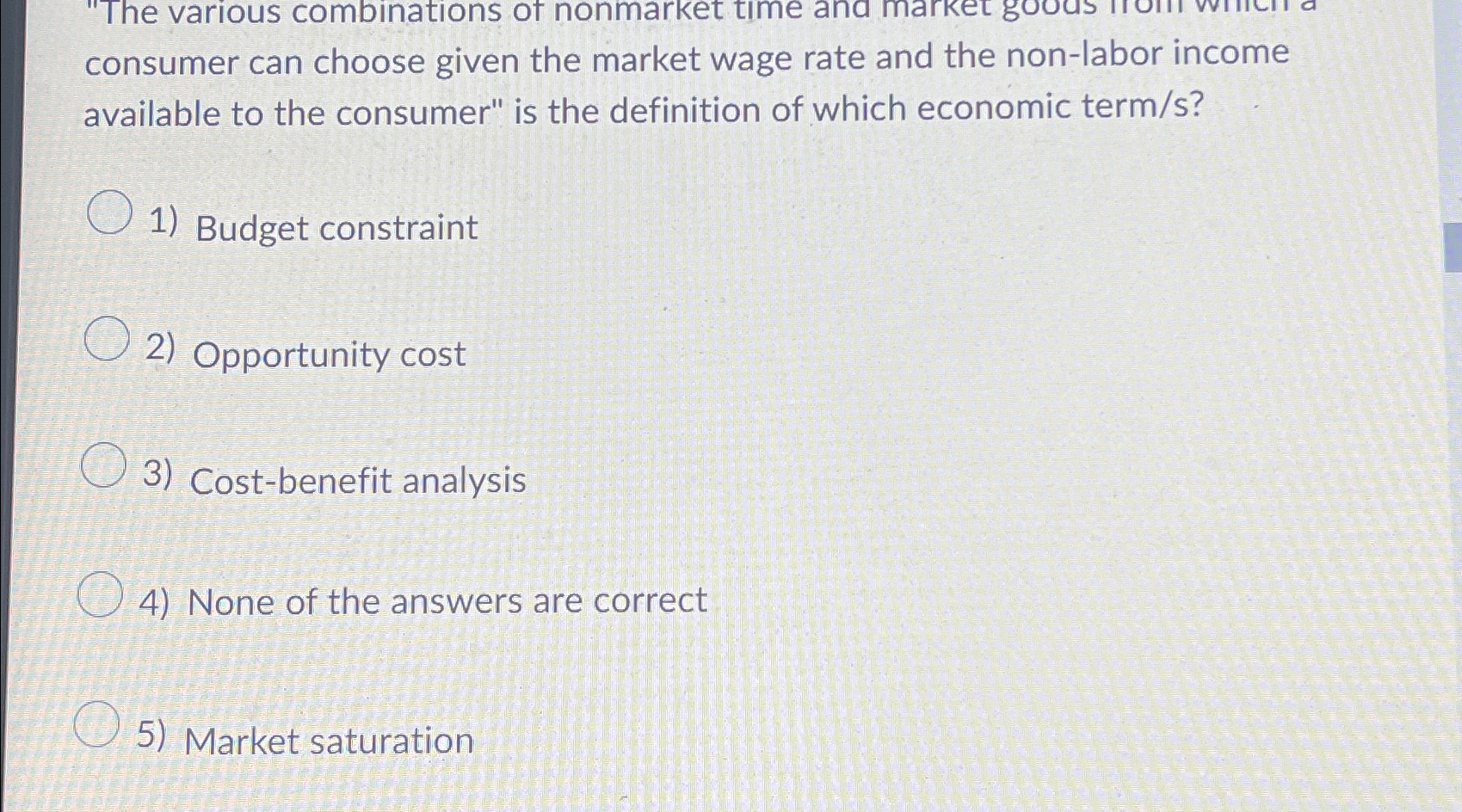 Solved consumer can choose given the market wage rate and | Chegg.com