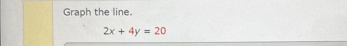Solved Graph the line. 2x+4y=20 | Chegg.com